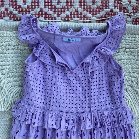 Bindu | Dresses | Bindu Lavender Purple Dominique Eyelet Lace Tiered ...